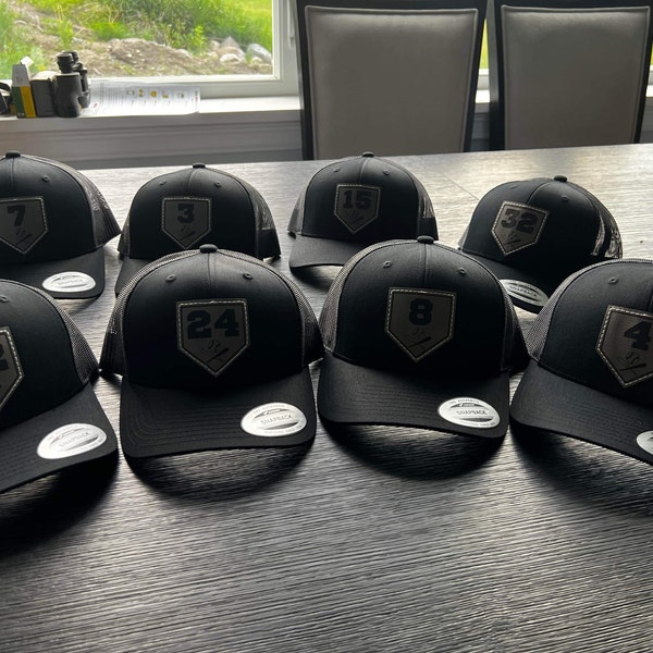 Personalized Player Number Leather Patch Hat | Personalized Baseball ...
