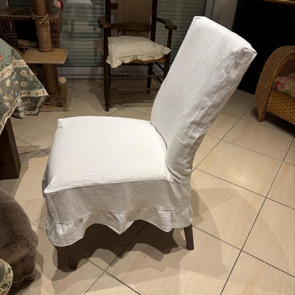 Farmhouse Chair Slipcovers 100% Natural Linen, Custom Chair Covers ...