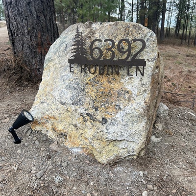 Custom Metal Home House Address Sign With Tree for Rock or Wall - Etsy