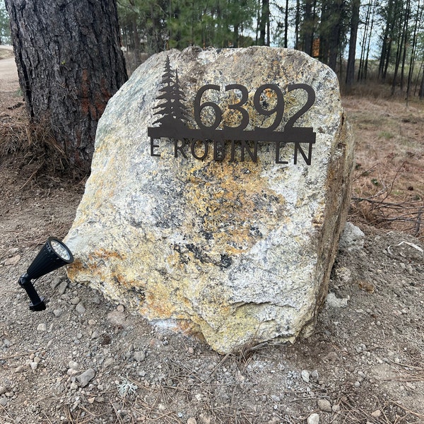 Custom Metal Home House Address Sign With Tree for Rock or Wall - Etsy