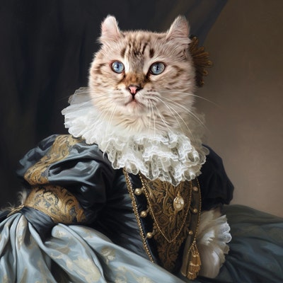 Custom Royal Cat Portrait, Renaissance Cat Painting, Pet Lovers Gift ...