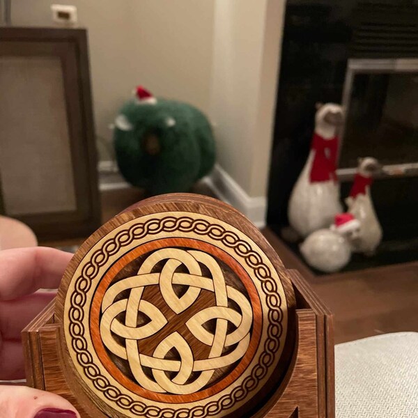 Irish Knotwork Waterproof Wooden Coasters, Set of 6, Celtic Heritage ...