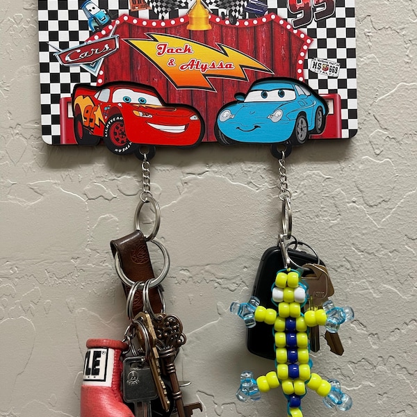 Personalized Cars Movie Couple Keychain Holder, Lightning Mcqueen and ...