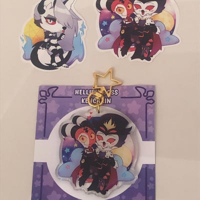 Hazbin Hotel Keychains Alastor Nifty Angel Dust Lucifer Husk Adam Sir ...