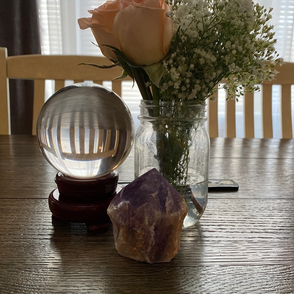 Crystal Clear Leaded Crystal Ball With Wood Stand Gazing Crystal Ball ...