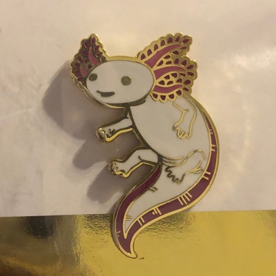 The Original Axolotl Hard Enamel Pin White Gold and Pink - Etsy Australia