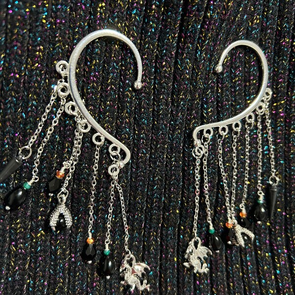 Ear Cuffs Ear Wrap Moon and Stars Ear Wrap Dangle Ear Cuff Filigree ...