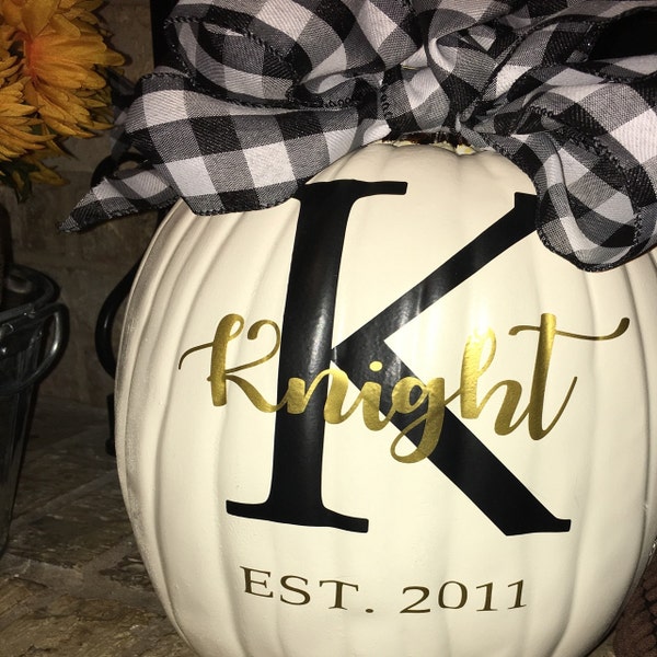 Last Name Personalized Vinyl Decal, Wedding Gift, Pumpkin Decal ...