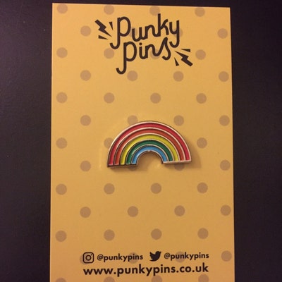 Rainbow Enamel Pin // Rainbow Lapel Pin, Pride, LGBT, Retro//ep007 - Etsy