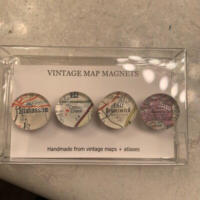 Custom Vintage Map Magnets, Set, You Pick the Locations, Map Gifts ...