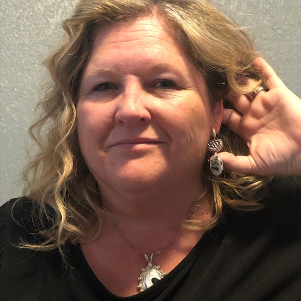 Aqua and Orange Lampwork Earrings Polka Dot Lampwork Earrings Artisan Jewelry by Honey From the ...