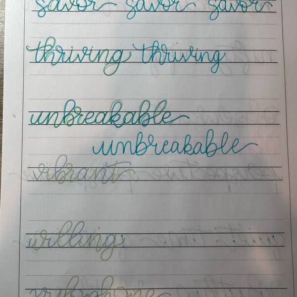 DIGITAL DOWNLOAD Monoline Bouncy Cursive Lettering Workbook (60 PAGES ...