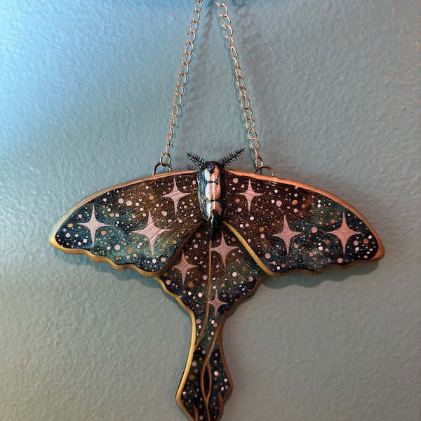 Handmade Celestial Moth Wall Decor: Cosmic Witch Clay Art | Astral ...