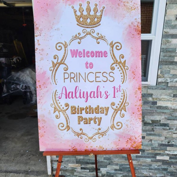 Printable PRINCESS Party Pink Gold Welcome Board. Princess Theme ...