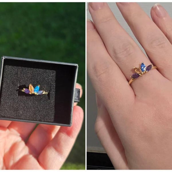 Mothers Ring 2, 3, 4 Stone, Birthstone Ring for Mom, Birthstone Jewelry ...