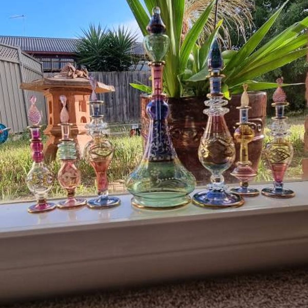 Egyptian Hand Blown Royal Perfume Set of 6 Decorative Genie Perfume ...