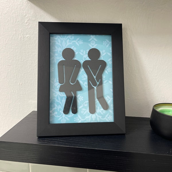 Funny Bathroom Sign Figures: Metal Restroom Decor - Set of 2 - Etsy