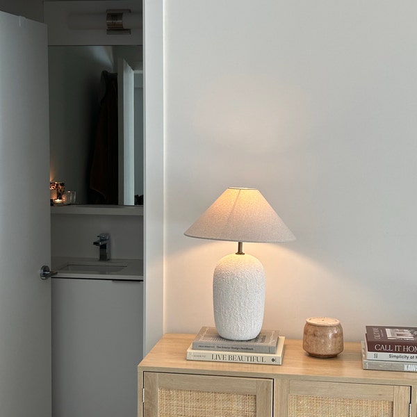 White Linen Textured Conical Lampshade Large Lamp Shade Nordic Boho ...