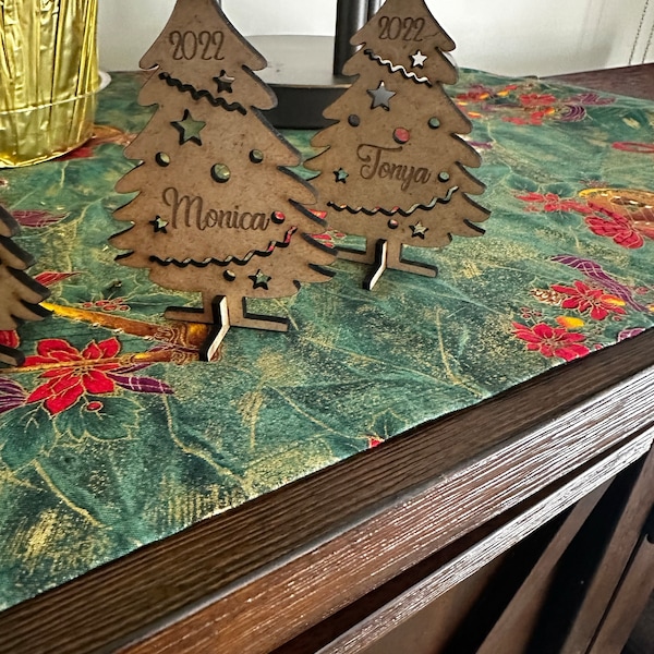 Personalized Christmas Place Cards - Custom 3D Wooden Tree Name Place ...