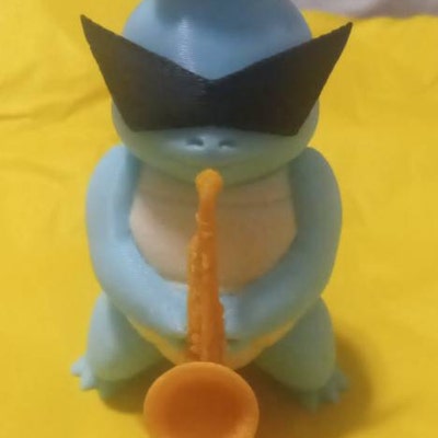 Squirtle Saxophone Figure 3D Printed, Pokemon Fan Gift, Viral Meme ...