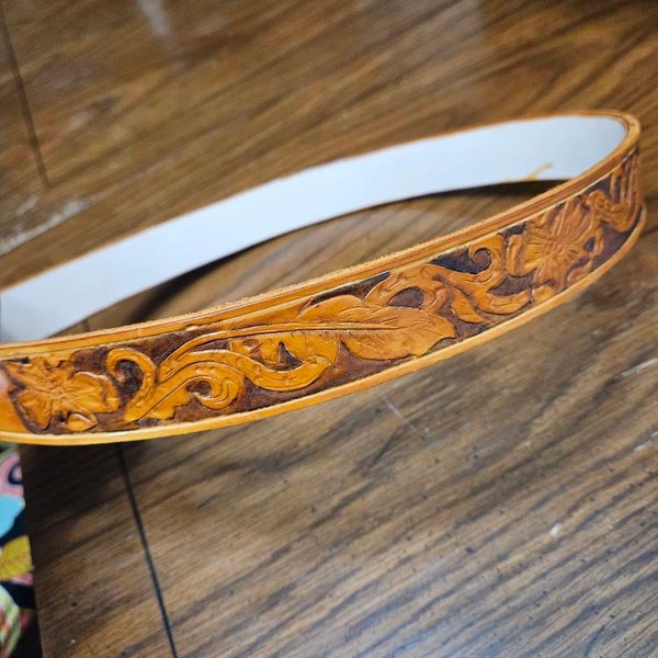 Leather Belt Tooling Pattern -flowers + Feathers Design #8 Digital ...