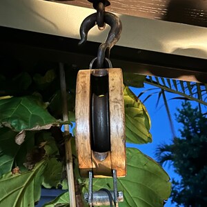 Vintage Block and Tackle Pulley Cast Iron and Wood With Hook - Etsy