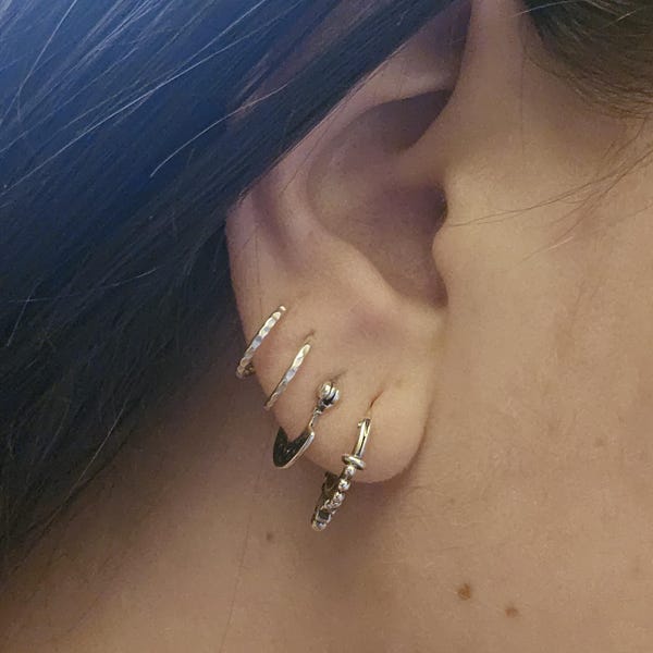 14k Gold Filled Fully Textured Tiny Twist Earrings | Double Hoop ...