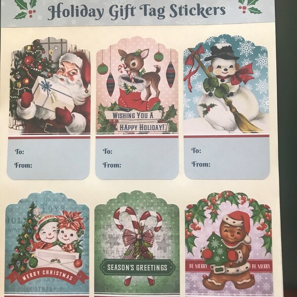 Retro Style Christmas Gift Tags, Vintage Inspired Handmade Gift Tags ...