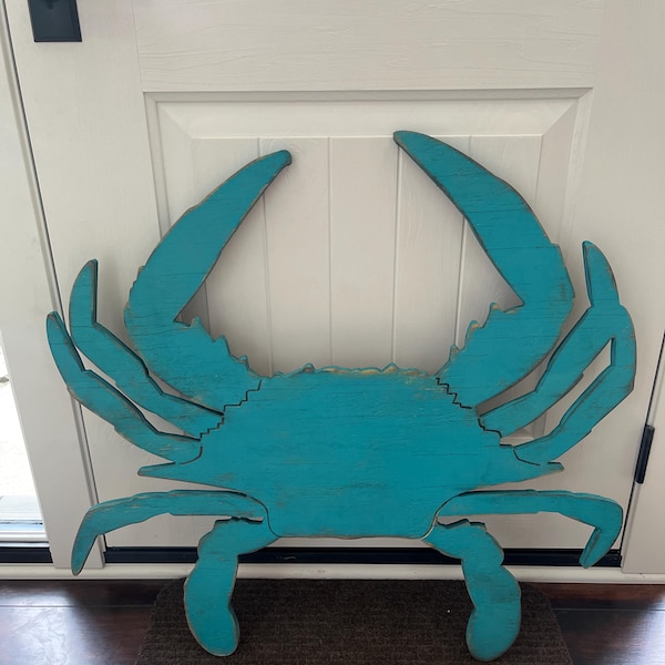 Beach Crab Sign Wooden Giant Crab Wall Art 3 Sizes, up to 45" Beach ...