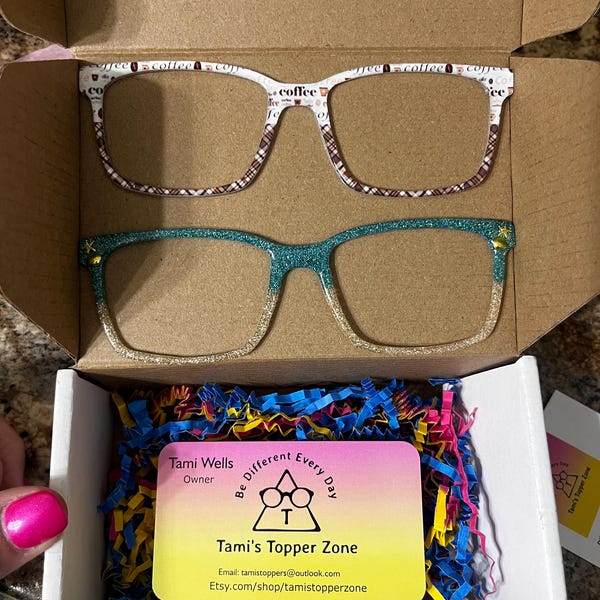 Glitter Seashore Eyeglass Toppers Made to Fit Eyeglasses Such as Pair ...