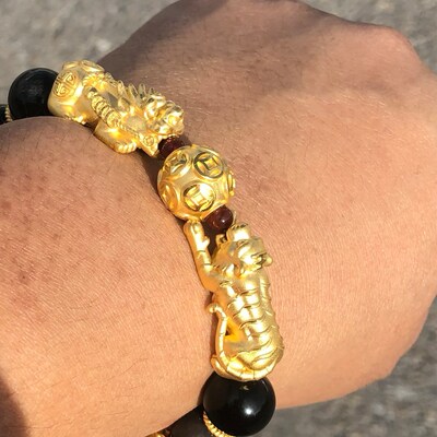 24K Real Gold Bracelet 24K Real Feng Shui Bracelet Lucky Bracelet Koi Bracelet 24K Koi Fish ...