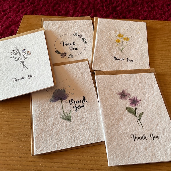 Pack of 10-20 Seeded Thank You Cards Multipack - Thank You Greeting ...