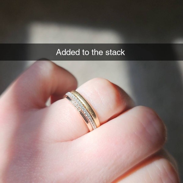 4 Diamonds Stackable Ring / 14k Solid Gold Minimalist Ring / Thin ...