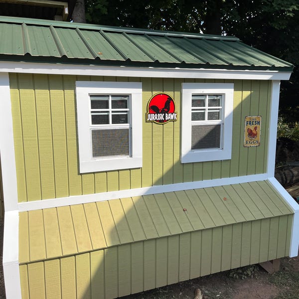 Chicken Coop Sign Jurassic Bawk T-rex Dinosaur Outdoor Wood Chicken ...