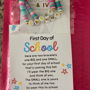 Back to School Bracelet Set Mommy and Me Bracelets First Day of School ...