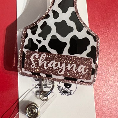 Cow Print Tag Badge Reel,black and White , Western Badge Reel, Nurse ...