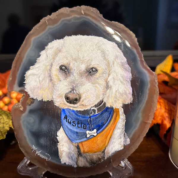 Custom Hand Painted Panda Stone, Realistic, Panda, Agate, Metaphysical ...