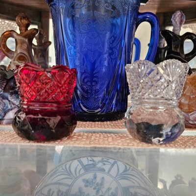 Vintage Fenton French Opalescent Bon Bon Glass Dish Hobnail and Ruffled ...