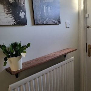 Rustic Solid Wood Radiator Shelf With Cast Iron Brackets - Etsy UK
