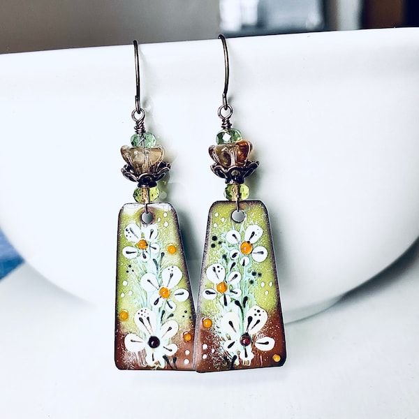 Handmade Enamel Earrings, Artisan Earrings, Handmade Earrings, Enamel ...
