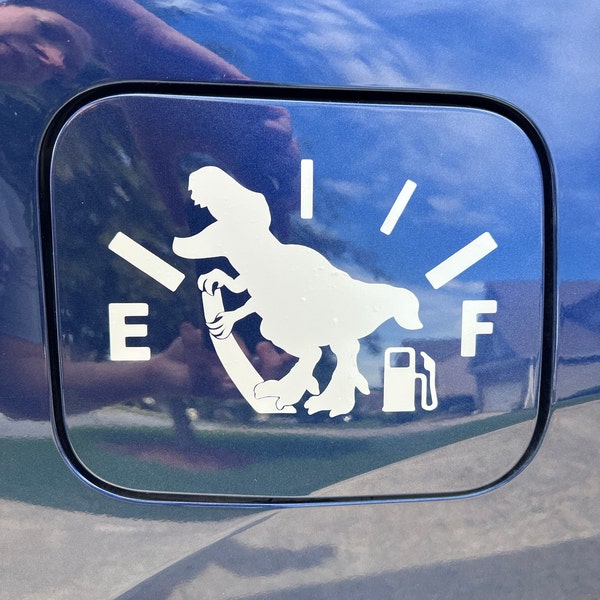 T-rex Empty Gas Tank Car Decal, Funny Car Decal, Dino Laptop Decal ...