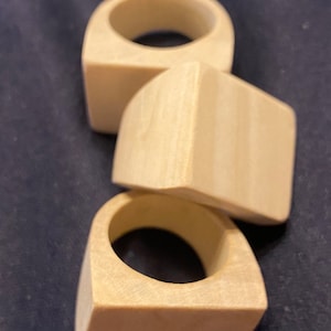 3 Unfinished Wooden Finger Rings - Large Flat Top - Many Sizes to ...