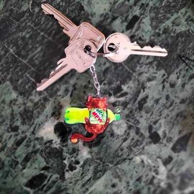 Mtn Mew Cat Keychain, Soda Keychain, Mountain Dew Keychain, Cat ...
