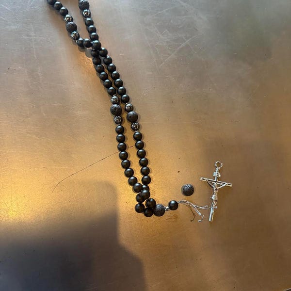 Men's Genuine Shungite Rosary, Catholic Rosaries, Prayer Necklace, Dad ...