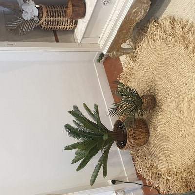 Round Rafia Rug, Woven Straw Natural Fiber Rug, Jute Rug, Hand Braided ...