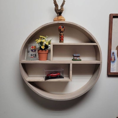 Half Circle Solid Wood Shelf. Floating Wall Shelf. Modern Design Shelf ...
