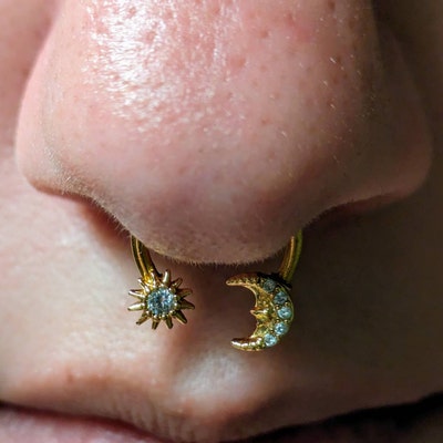 16G Sun & Star Septum Ring/daith Jewelry/cartilage Earring/helix Hoop ...