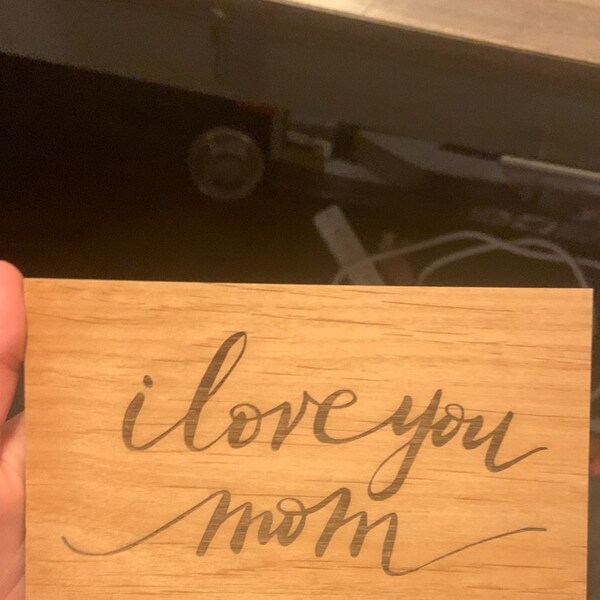 I Love You Mom Cursive Wood Mother's Day Card [mother's Day Gift, Card ...