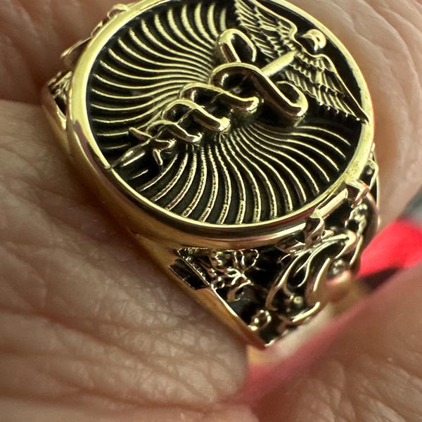 Brass Caduceus Ring, Medical Symbol Jewelry, Gift for Doctor - Etsy