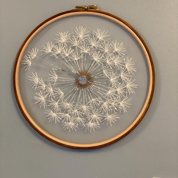 Feather Botanical Hand Embroidery. Feather Wall Art. Original ...